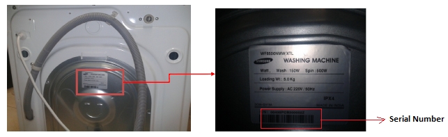 Where is the serial number on my washing machine? | Samsung Support India